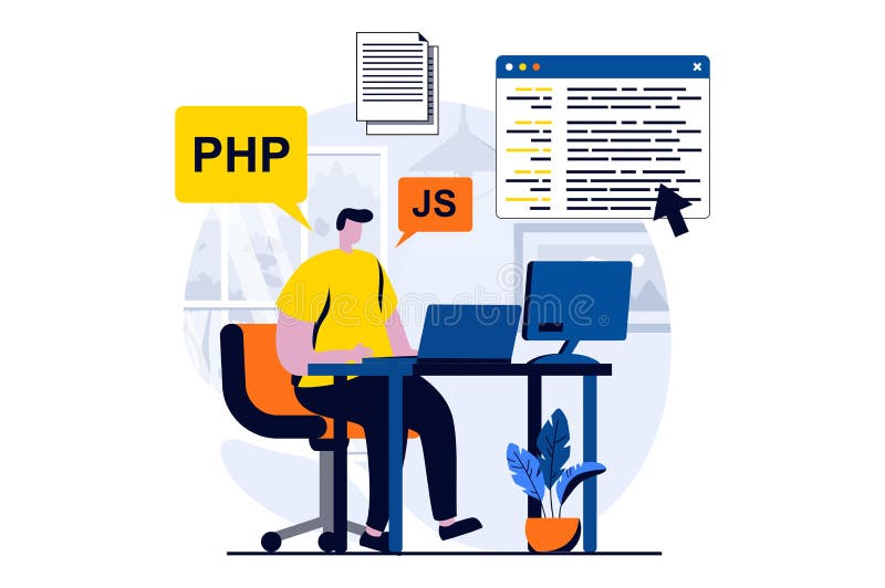 Software Development Concept with People Scene in Flat Cartoon Design ... Software Development Concept with People Scene in Flat Cartoon Design ...