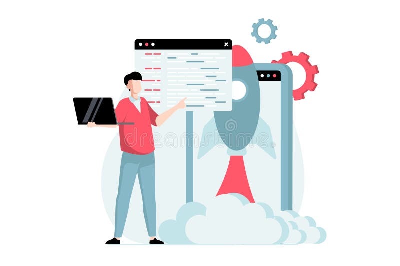 Software Development Concept with People Scene in Flat Design. Stock ... Software Development Concept with People Scene in Flat Design. Stock ...
