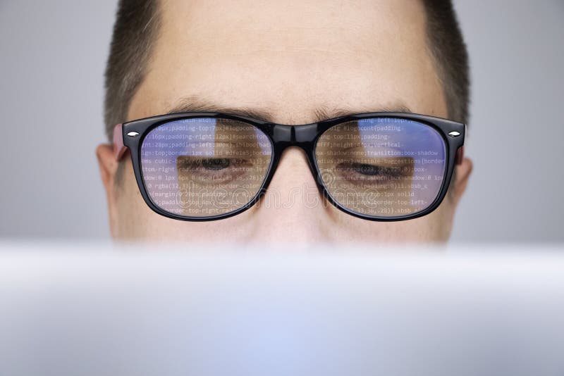 The Programmer`s Glasses Reflect Lines of Code. Programming ...