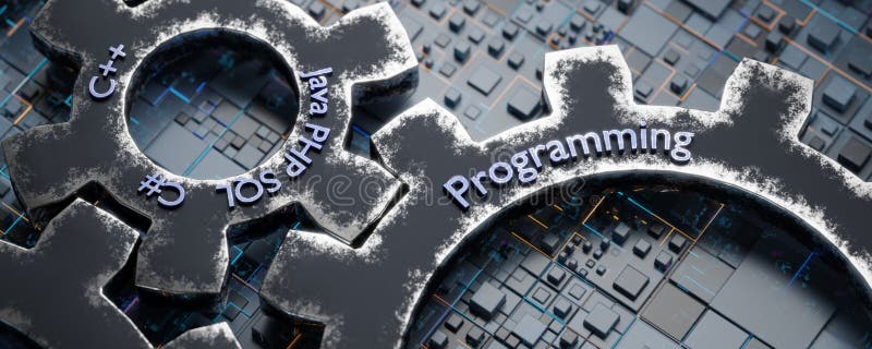 Software Development Concept Programming Concept The Inscription Programming On A Metal Gear