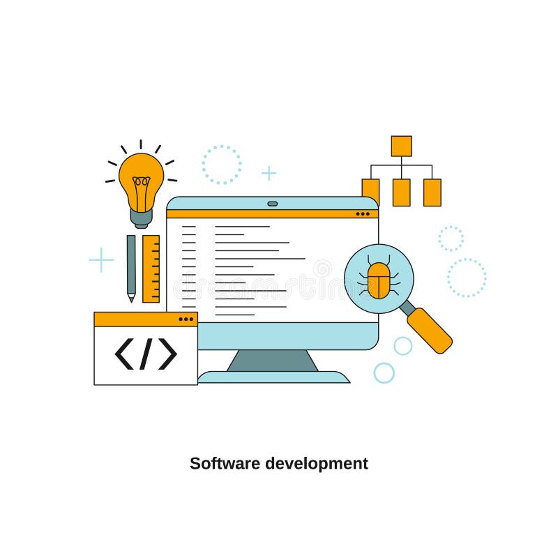 Software Development Concept Stock Vector - Illustration of employees ...