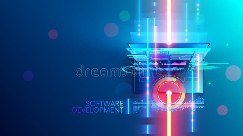 Software Development Conceptual Abstract Banner, Background. Creating ...