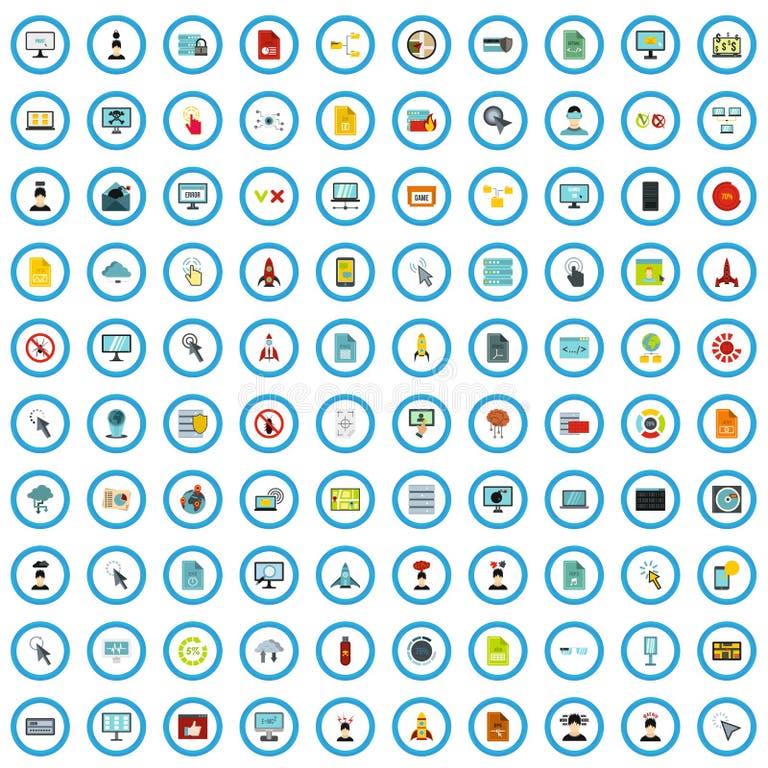 100 Software Development Icons Set, Flat Style Stock Vector ...