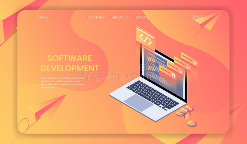 Software Development And Web Development Isometric Concept Programming Language Coding Vector