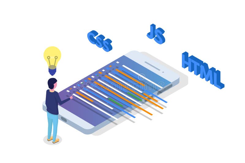 Software Development Isometric, Programmer at Work. Big Data Processing Editorial Photography ...