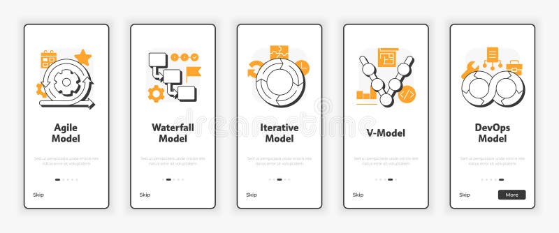 Software Development Life Cycle Models Mobile Onboarding Screen Stock ...