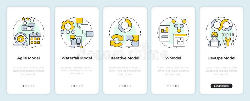 Software Development Life Cycle Models Onboarding Mobile App Screen ...
