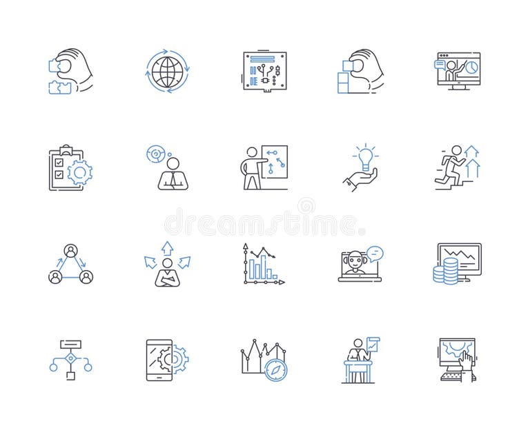 Software Development Line Icons Collection Programming Algorithms