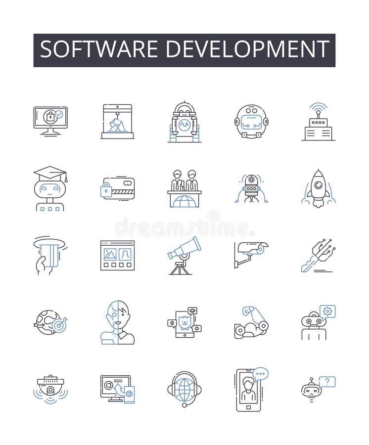 Software Development Line Icons Collection. Reference, Guidebook ...