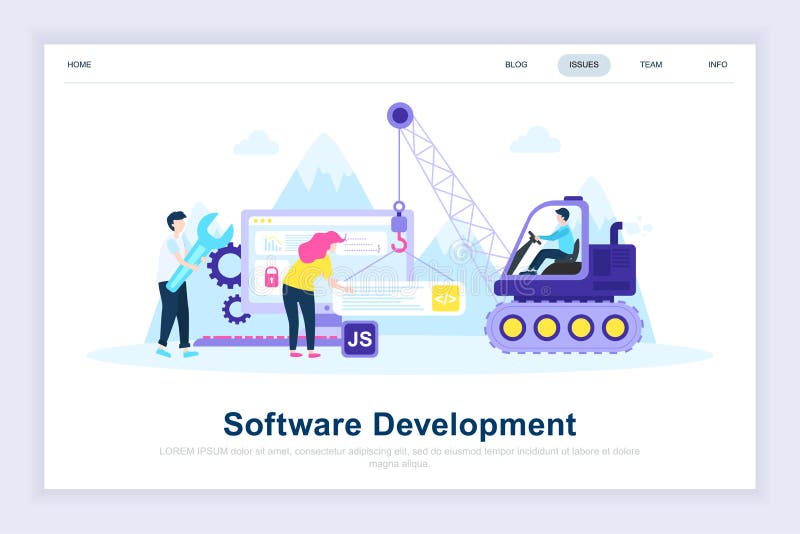 Software Development Modern Flat Design Concept. Developer and People ...