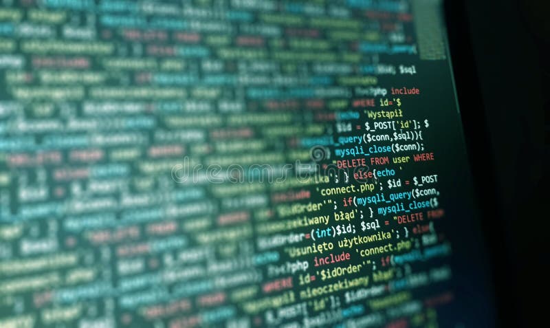 Software Development Monitor Screen Background Developer Display With Source Code Programming