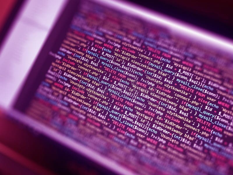 Software Development Monitor Screen Background. Developer Display with Source Code Editorial ...