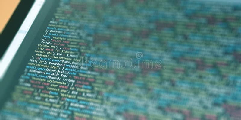 Software Development Monitor Screen Background Developer Display With Source Code Editorial