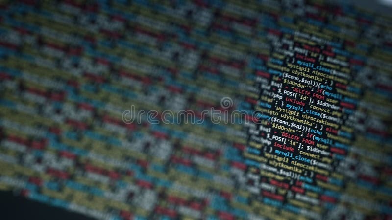 Software Development Monitor Screen Background. Developer Display with Source Code Stock Photo ...
