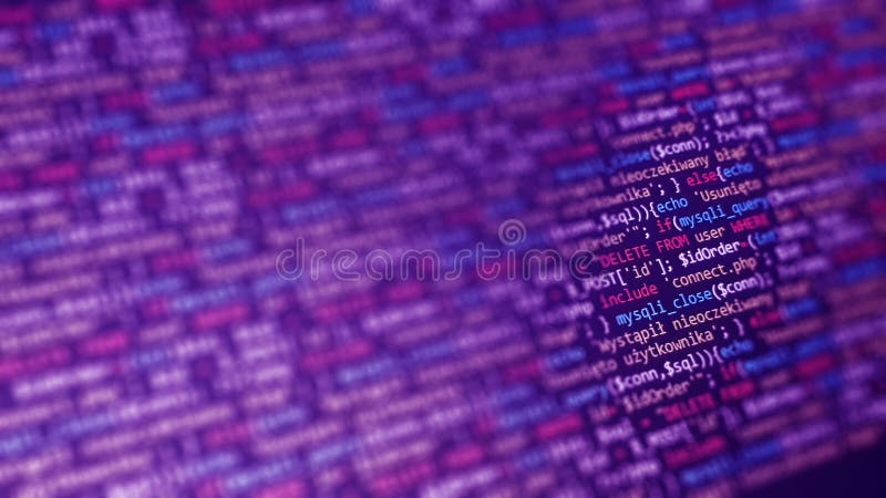 Software Development Monitor Screen Background Developer Display With Source Code Stock Image