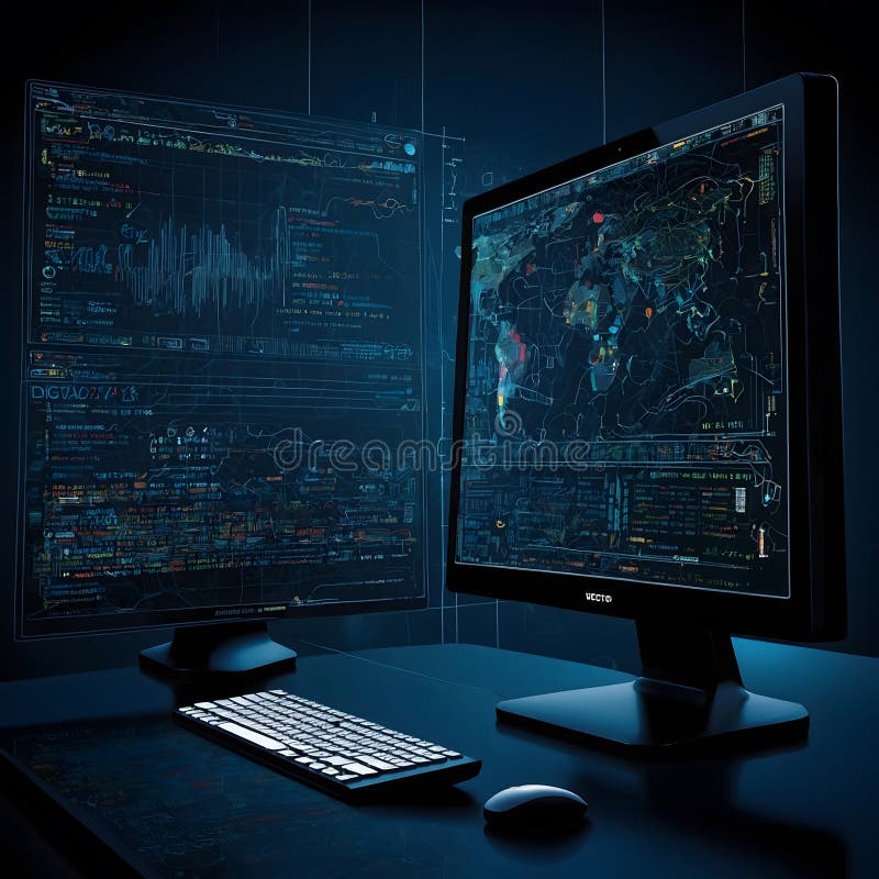 Software Development Process: Vector Illustration with Code Display Stock Illustration ...