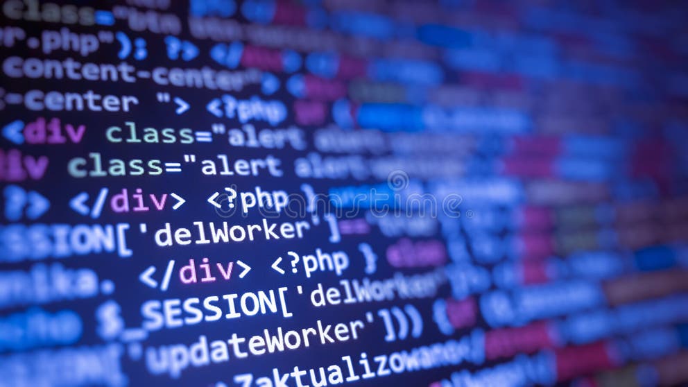 Software Development By Programmer Abstract Computer Script Code Stock