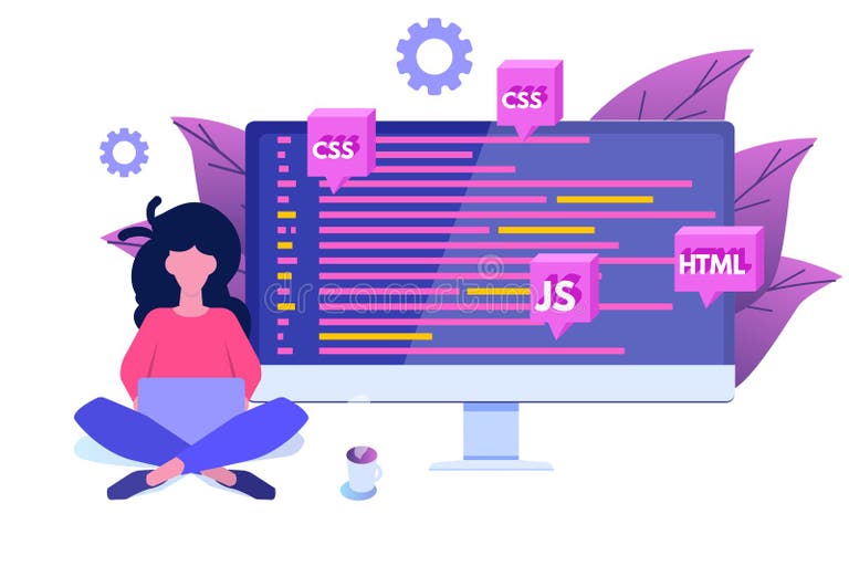 Software Development, Programmer at Work. Big Data Processing Stock Vector - Illustration of ...