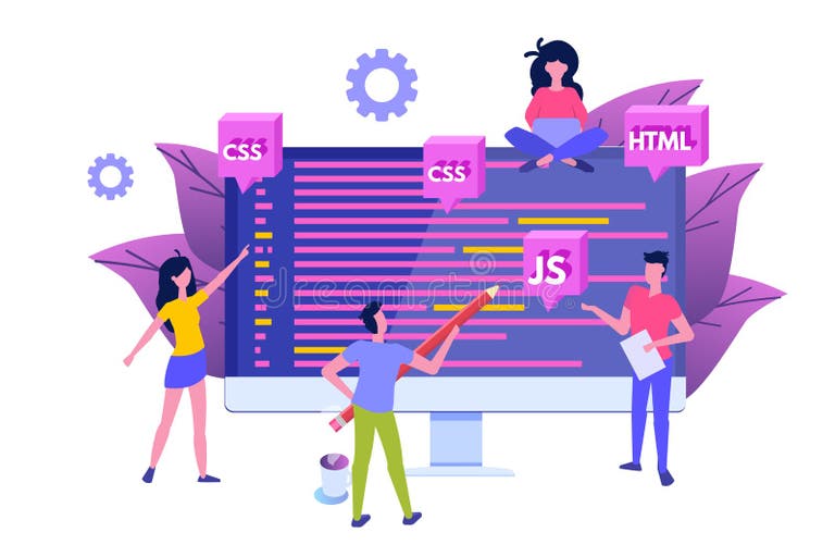 Software Development, Programmer at Work. Big Data Processing Stock Vector - Illustration of ...