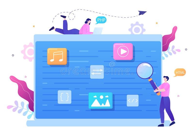 Software Development And Programming Code On Computer Vector