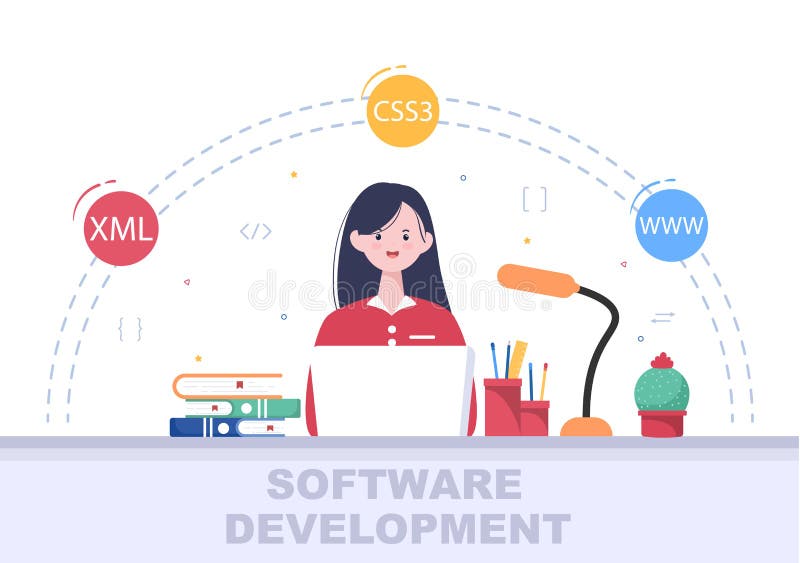 Software Development and Programming Code on Computer Vector ...