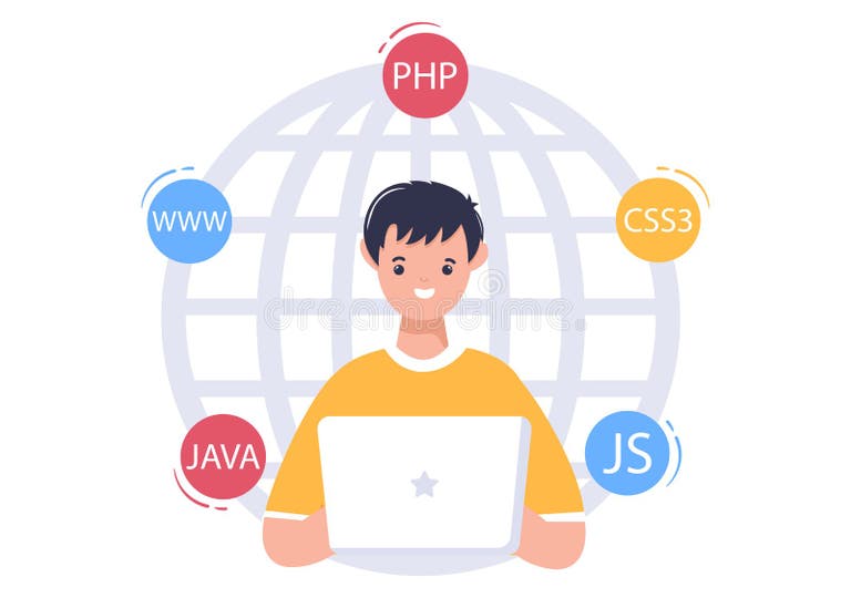 Software Development and Programming Code on Computer Vector Illustration for Technology ...