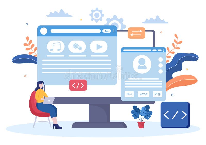 Software Development And Programming Code On Computer Vector