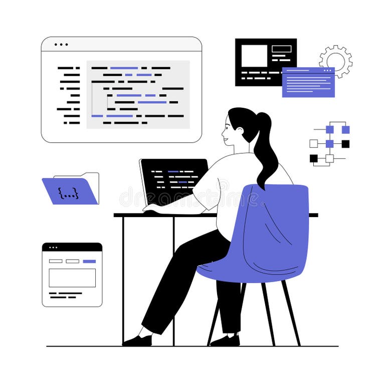 Software Development, Programming, Coding. Developer Working on Computer and Creating Programs ...