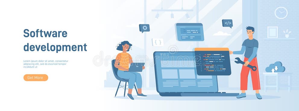 Software Development, Programming, Coding. People Write Code, Settings ...