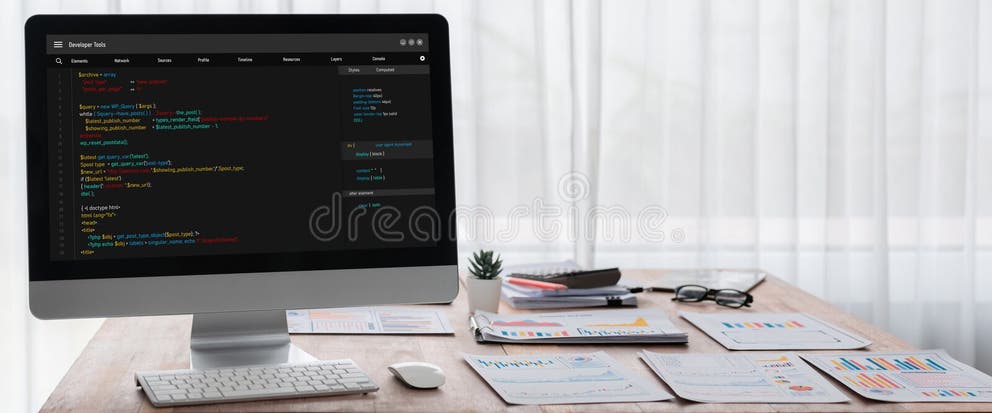 Software Development Programming on Computer Screen for Brisk ...