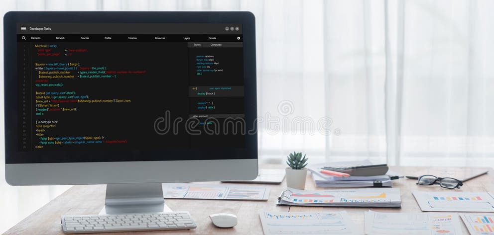 Software Development Programming on Computer Screen for Brisk ...