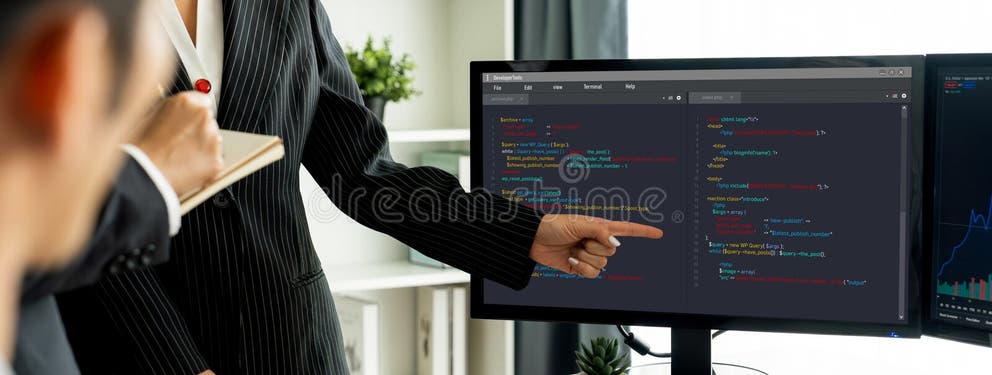 Software Development Programming on Computer Screen for Brisk Application Stock Photo - Image of ...