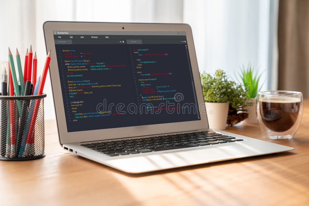Software Development Programming on Computer Screen for Modish Application Stock Image - Image ...