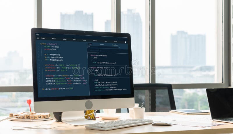 Software Development Programming on Computer Screen for Modish Application Stock Image - Image ...