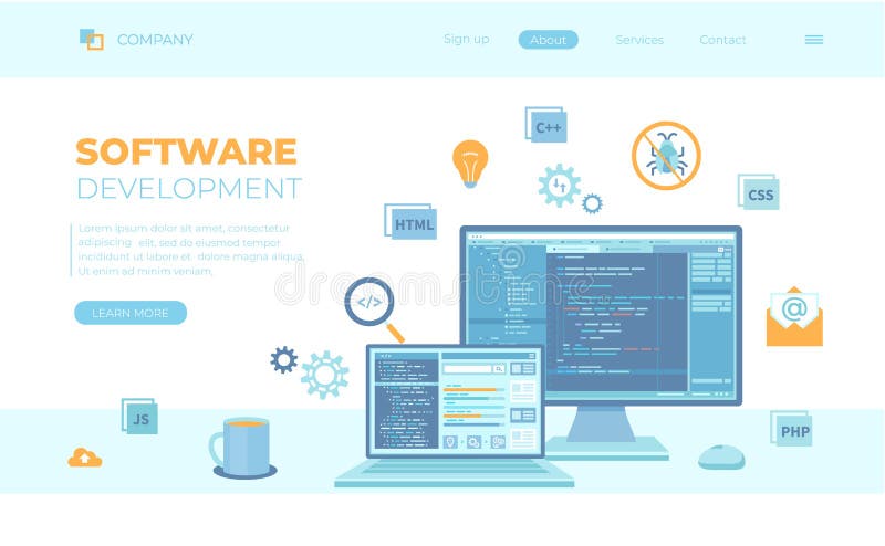 Programming Code Laptop Banner Stock Illustrations – 1,539 Programming ...