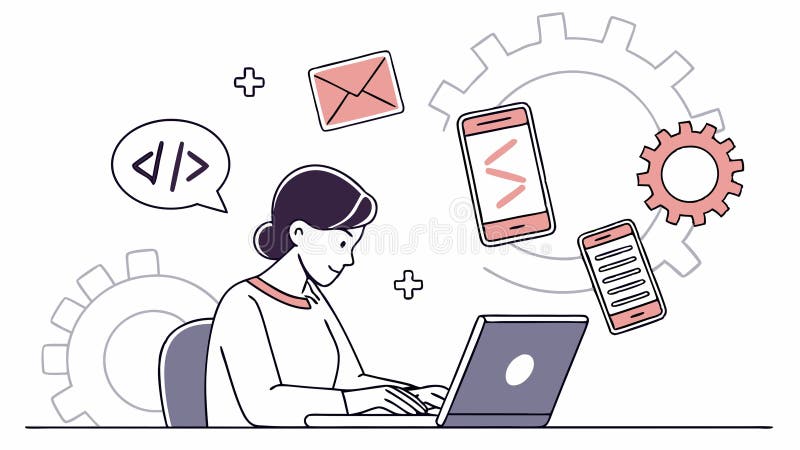 Software Development and Programming on Laptop, Vector Design Generative AI Stock Vector ...