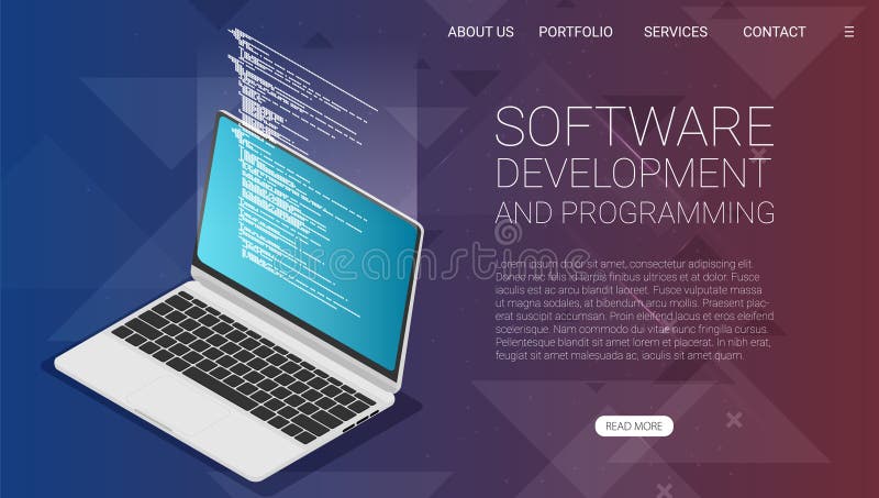 Software Development And Programming Program Code On Laptop Screen Big Data Processing