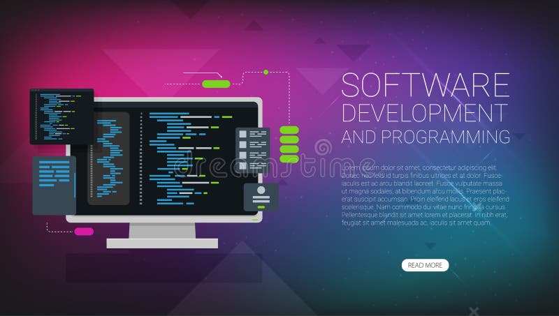 Software Development And Programming Program Code On Laptop Screen Big Data Processing
