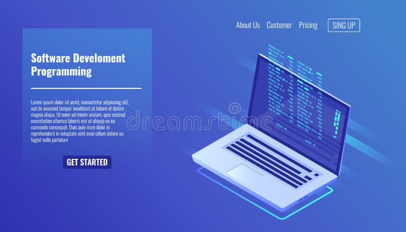 Programming Languages Flat Line Icons Set Html Code Php Java Language Python On Computer