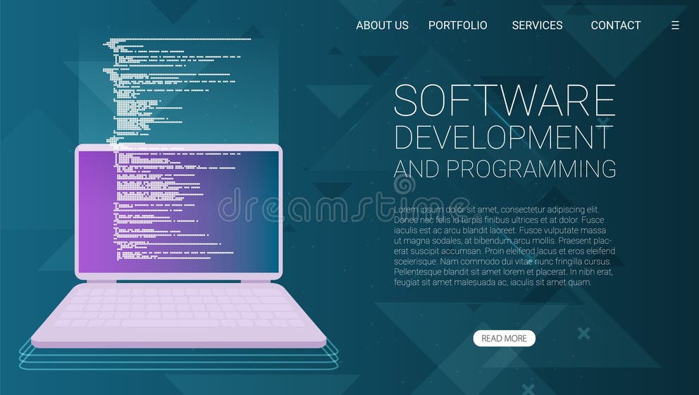 Software Development and Programming, Program Code on Laptop Screen, Big Data Processing ...