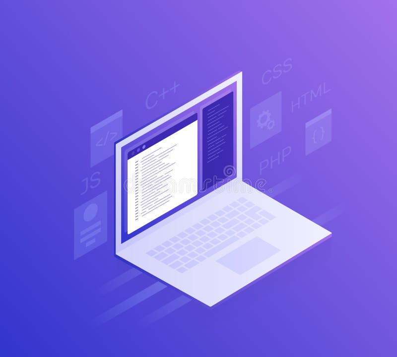 Software Development and Programming, Program Code on Laptop Screen, Big Data Processing. Modern ...