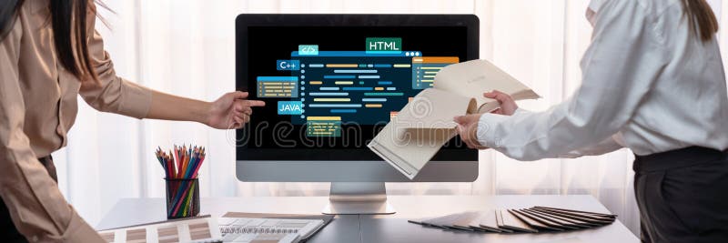 Software Development or Programming Work with Coding Screen Brisk Stock Photo - Image of ...