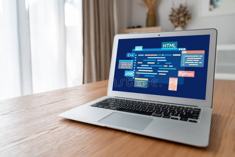 Software Development or Programming Work with Coding Screen Brisk Stock ...