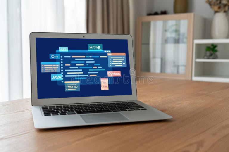 Software Development or Programming Work with Coding Screen Brisk Stock ...