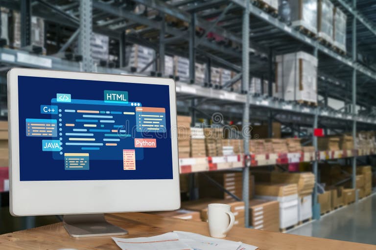 Software Development or Programming Work with Coding Screen Brisk Stock Image - Image of html ...