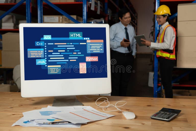 Software Development or Programming Work with Coding Screen Brisk Stock ...