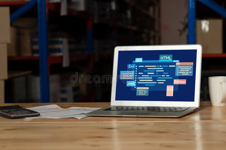 Software Development or Programming Work with Coding Screen Brisk Stock Photo - Image of ...