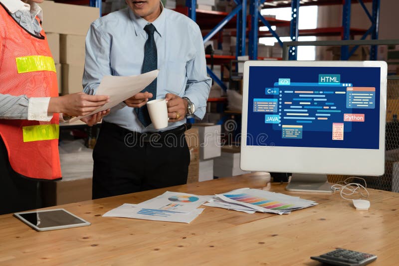 Software Development or Programming Work with Coding Screen Brisk Stock Photo - Image of ...