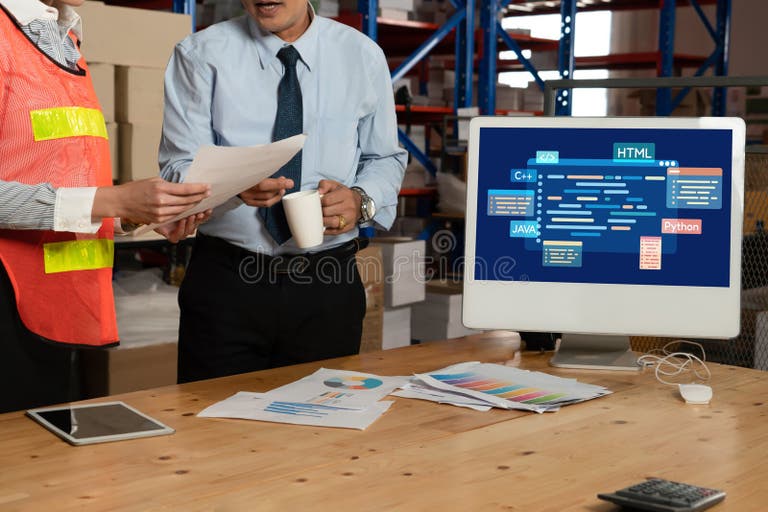 Software Development or Programming Work with Coding Screen Brisk Stock Photo - Image of ...