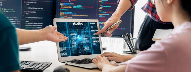 Software Development or Programming Work with Coding Screen Brisk Stock Photo - Image of digital ...